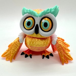 3D Printed Articulating Flexible Owl Sensory Toy Gadget Fidget Desk Toy ...