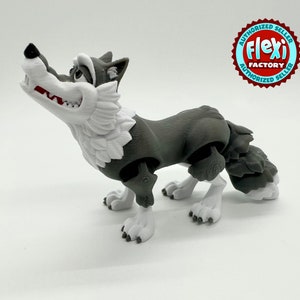 3D Printed Articulating Flexible Wolf Sensory Toy Gadget Flexi Factory ...