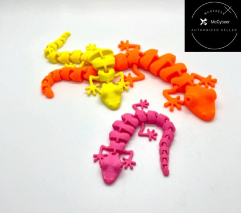 3D Printed Articulating Flexible Gecko Lizard Sensory Toy Gadget Gift ...