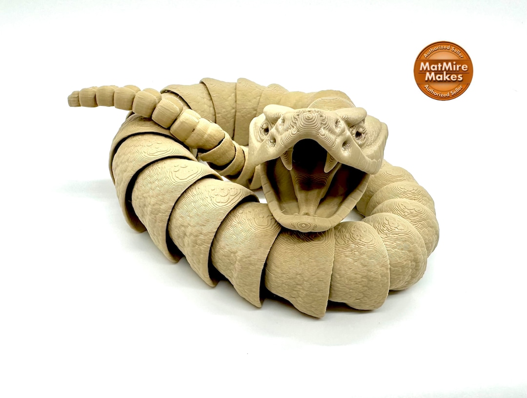 3D Printed Articulating Rattlesnake Flexible Sensory Toy Gadget Flexi ...