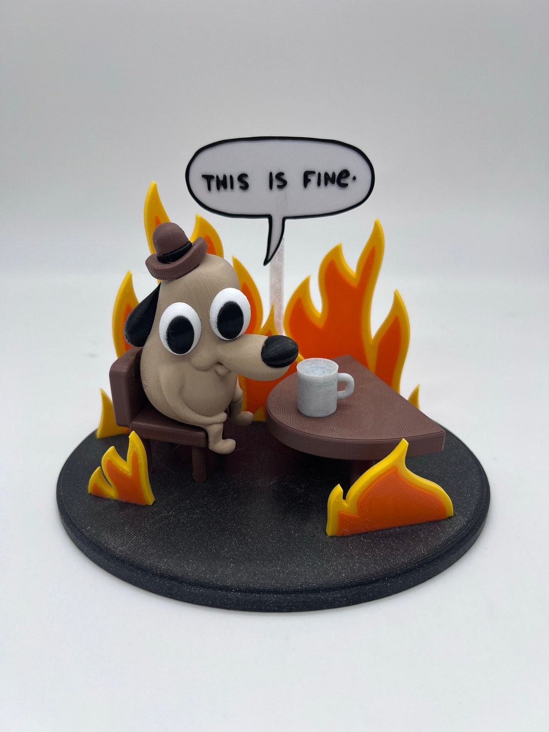 Custom 3D Fire Dog Meme This is Fine Gift - Etsy