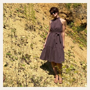 Halter Neck Midi Dress PDF Sewing Pattern With Tutorial Retro A-line ...