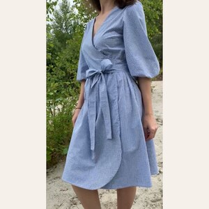 DIY Wrap Dress PDF Sewing Pattern Puff Sleeve Dress Pattern Women Midi ...