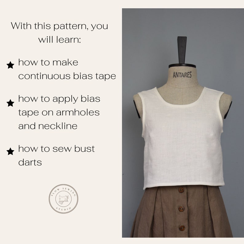 Crop Top Digital Sewing Pattern Sleeveless Minimal Top - Etsy Canada