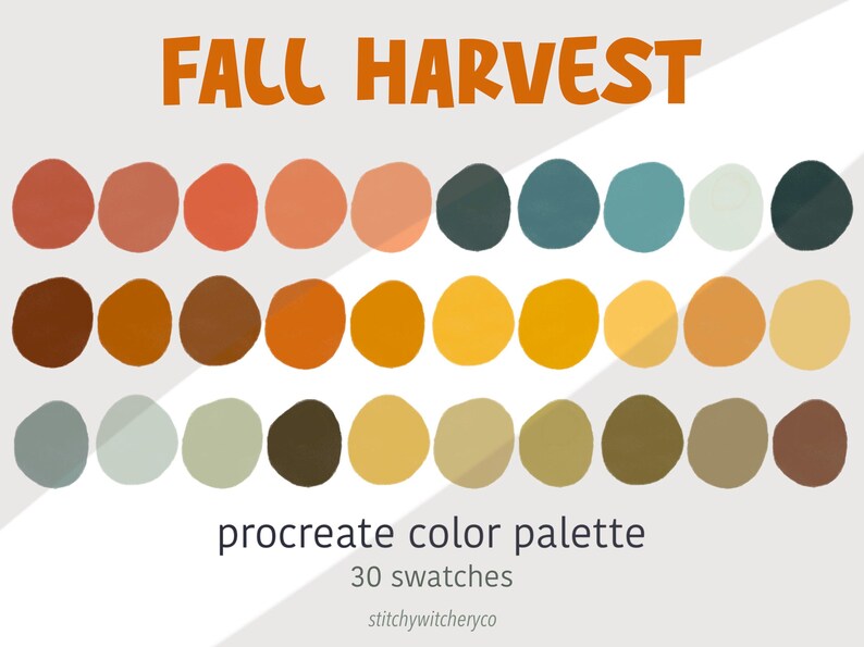 Fall Harvest Color Palette, Procreate iPad Swatches - Etsy
