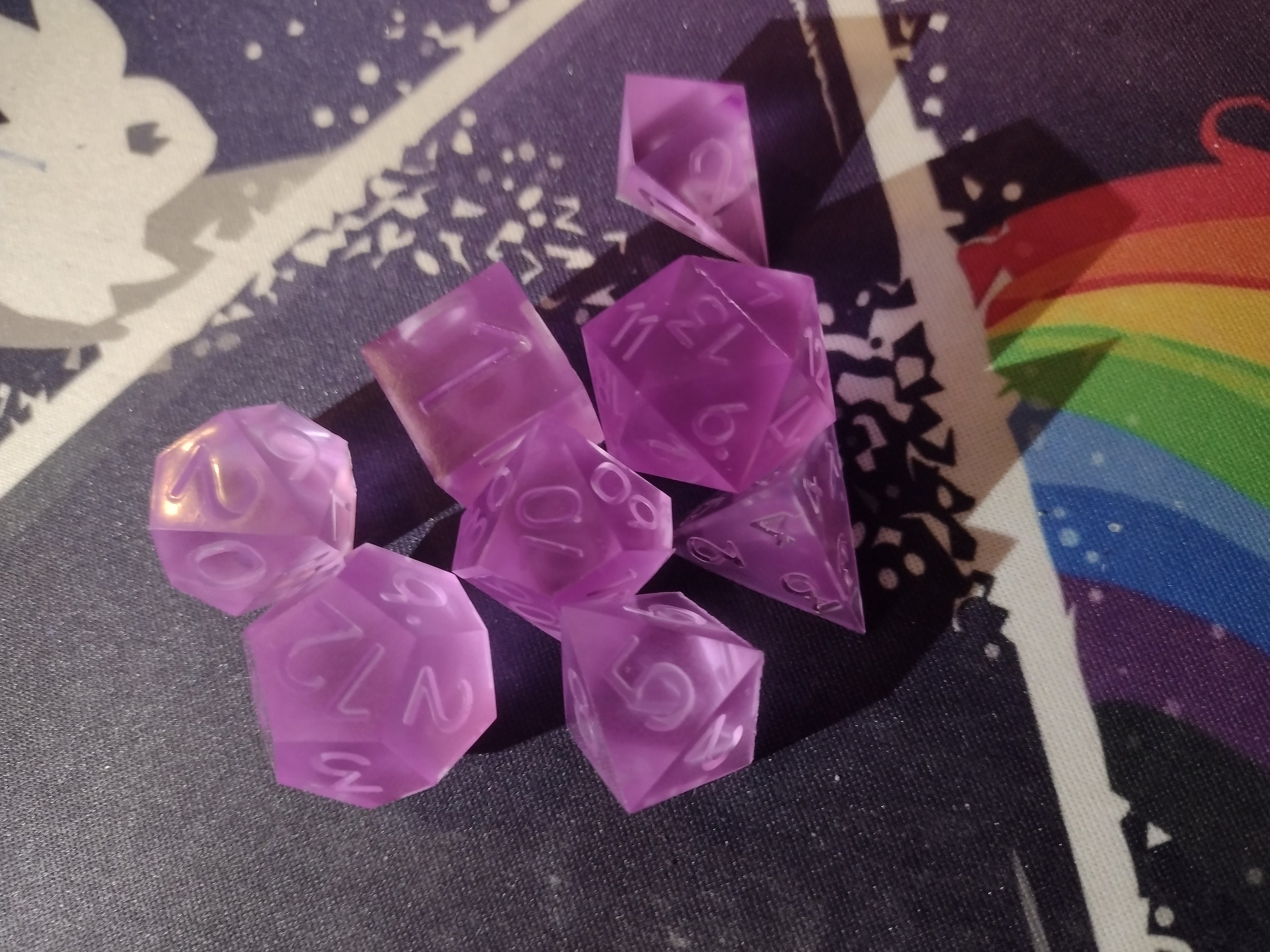 Mage Hand Dice UV Glow in the Dark Transparent Purple Handmade Resin ...