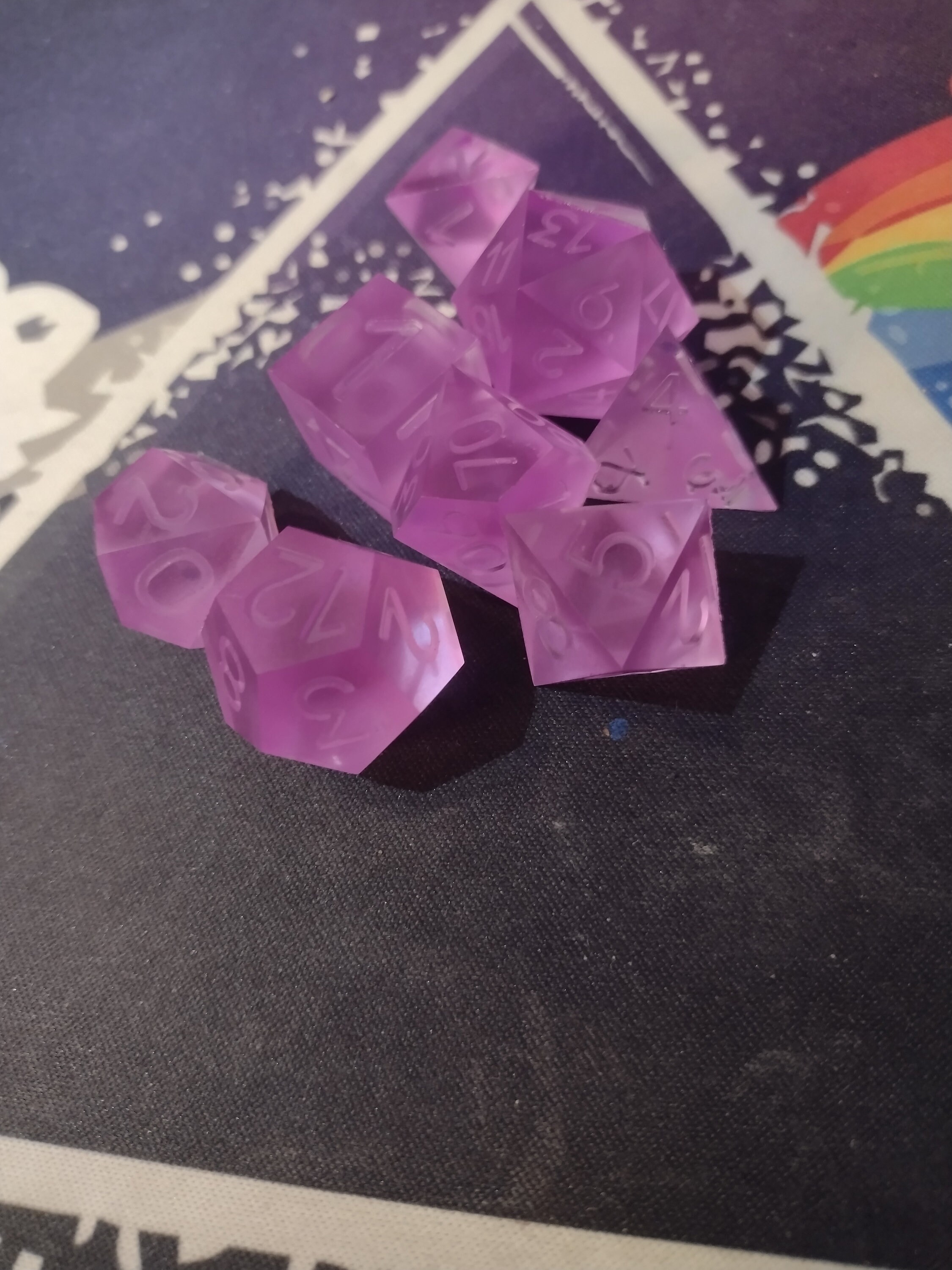 Mage Hand Dice UV Glow in the Dark Transparent Purple Handmade Resin ...