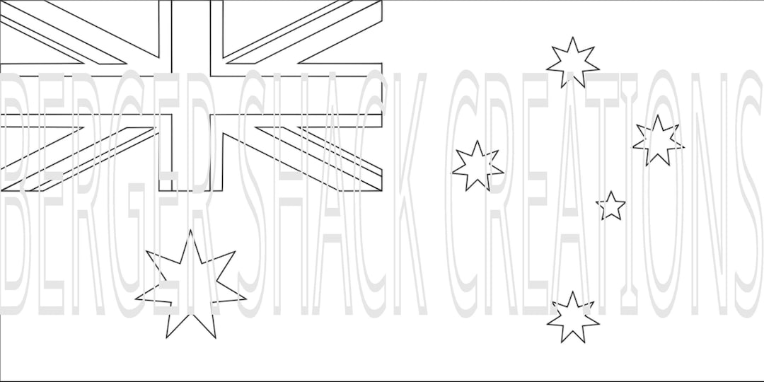 Australian Flag Outline Digital File Black Outline No Background >svg ...