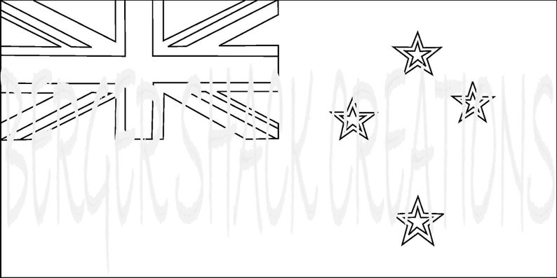 New Zealand Flag Outline Digital File Black Outline No Background >svg ...
