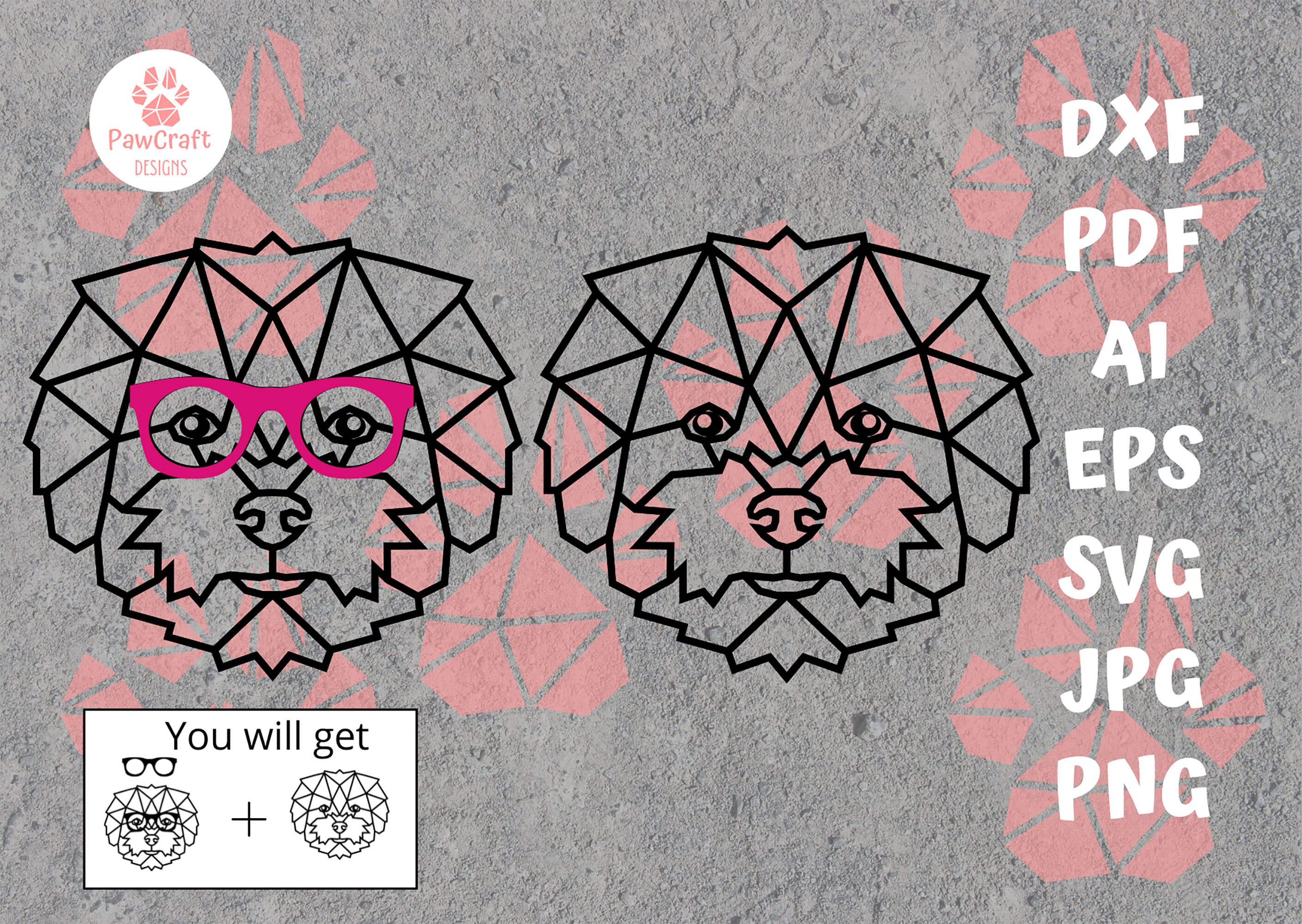 Maltese Polygon Pet Face Dog Portrait Geometric Dog Digital File Dog ...