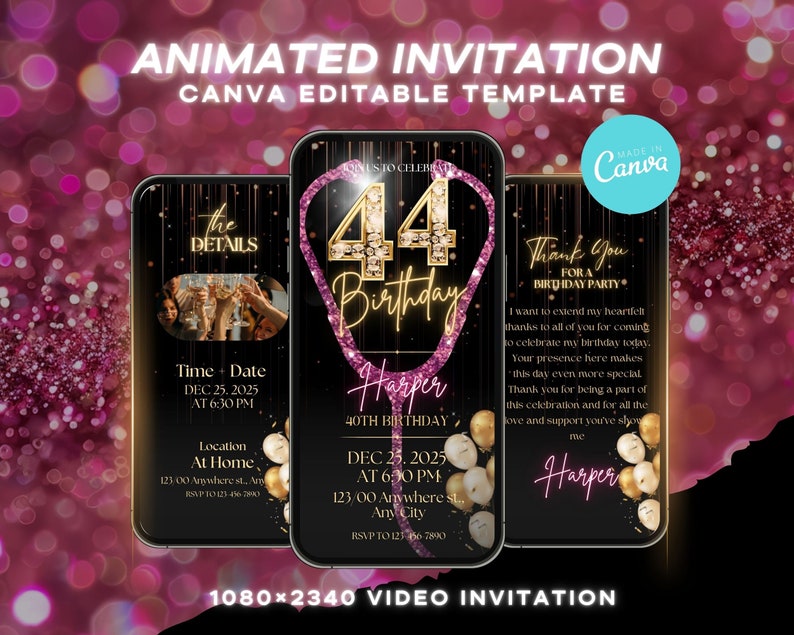 Nurse 44th Birthday Animated Invitation, Birthday Digital Invitation ...