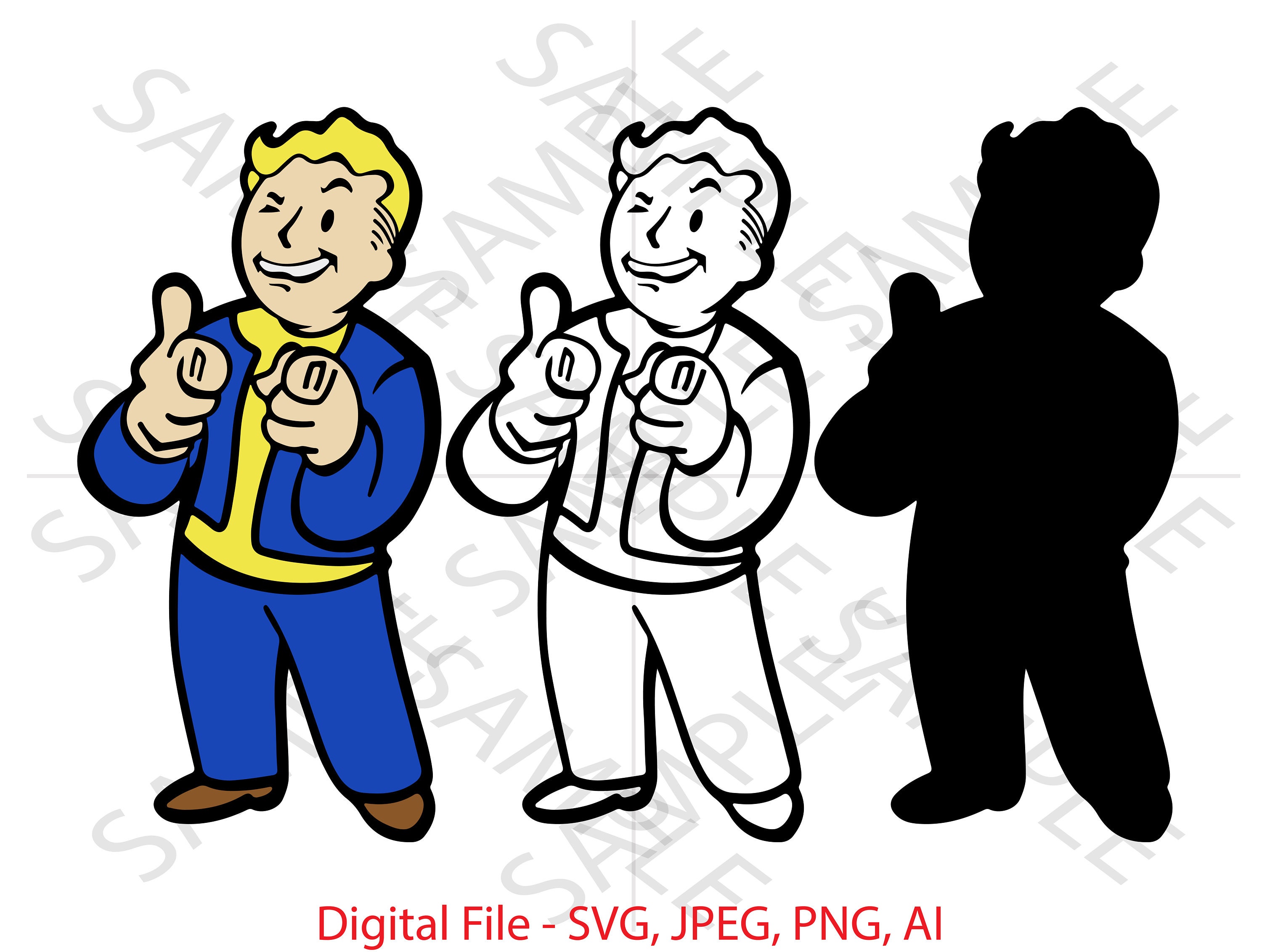 Vault Boy Bundle, Vault Boy SVG, Fallout Series, Fallout SVG, Vault Boy ...