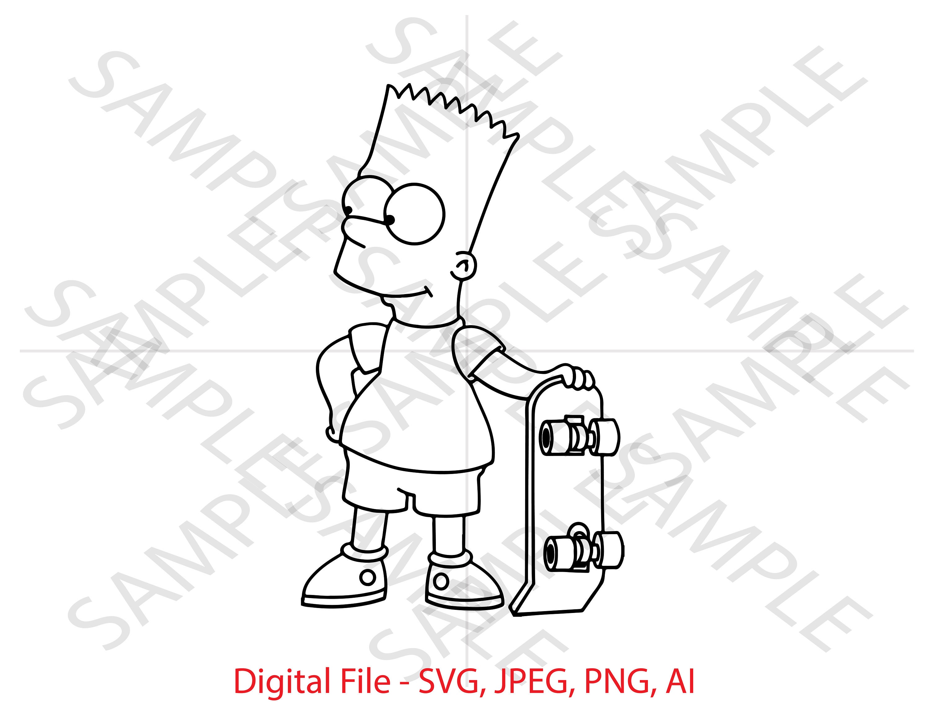 Bart Simpson Outline, Simpsons, Simpsons SVG, Bart Simpson the Simpsons, Cartoon, Digital Design ...