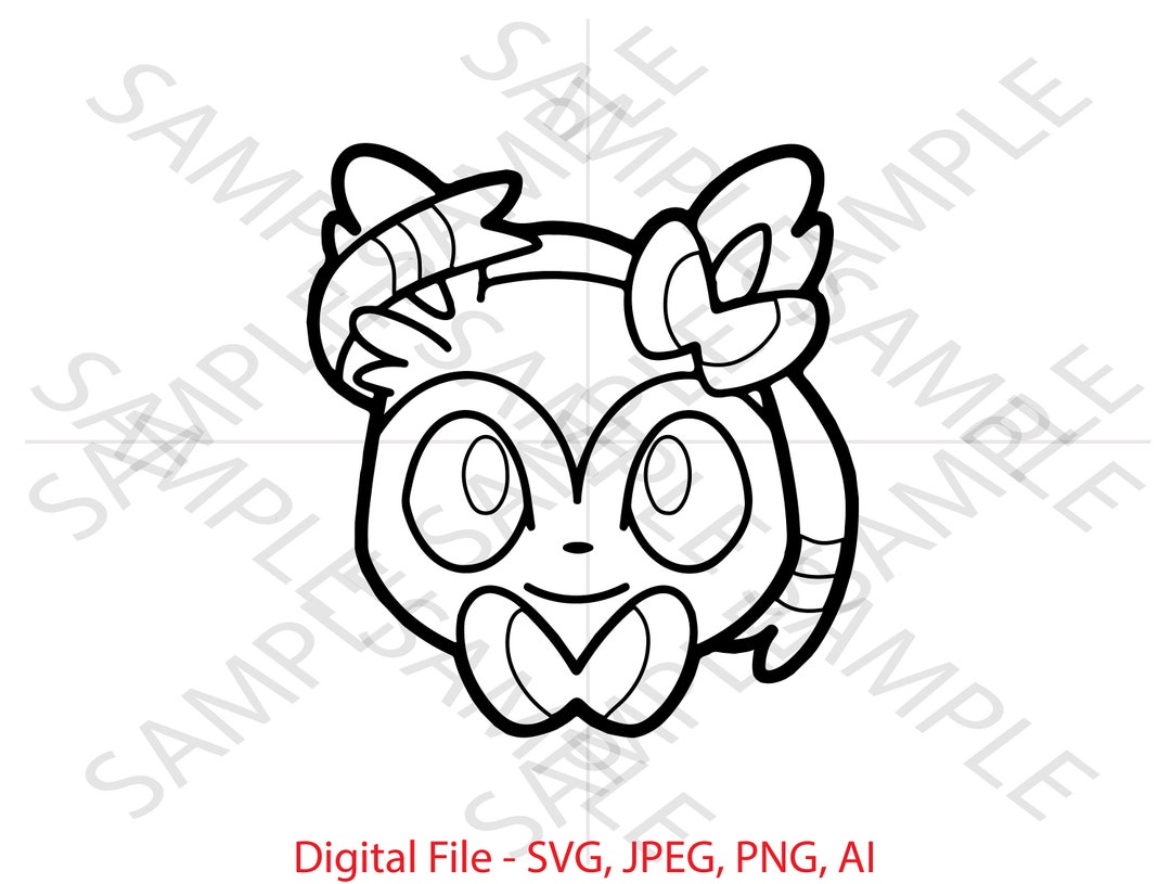 Sylveon Outline, Pokemon, Pokemon SVG, Sylveon Pokemon, Cartoon, Vinyl ...