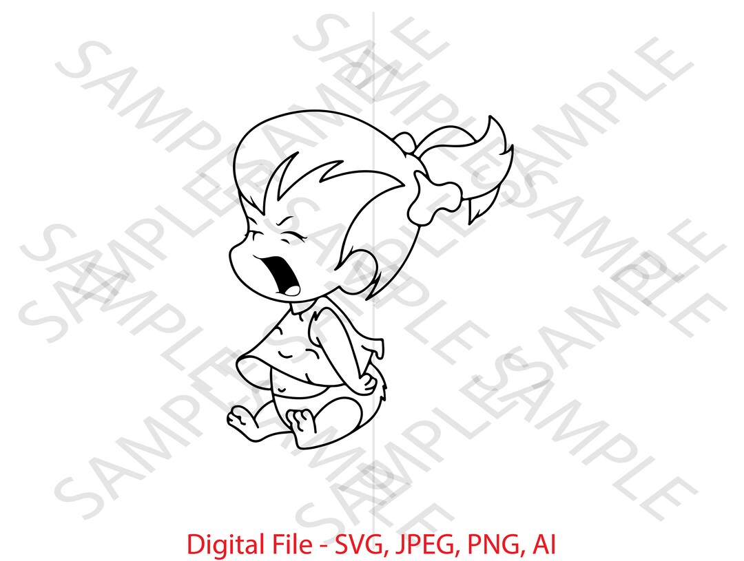 Pebbles Flintstone Outline, Pebbles Flintstone SVG, Flintstones ...
