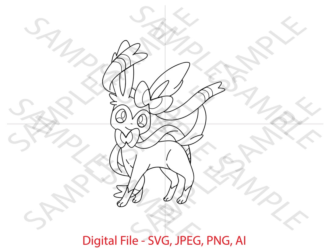 Sylveon Outline, Pokemon, Pokemon SVG, Sylveon Pokemon, Dibujos ...