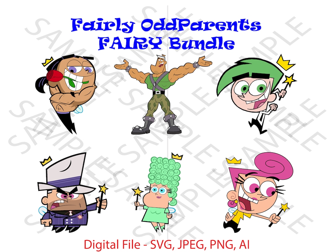 Fairly Oddparents Bundle, 6 Fairy Fairly Oddparents Designs, FOP SVG ...
