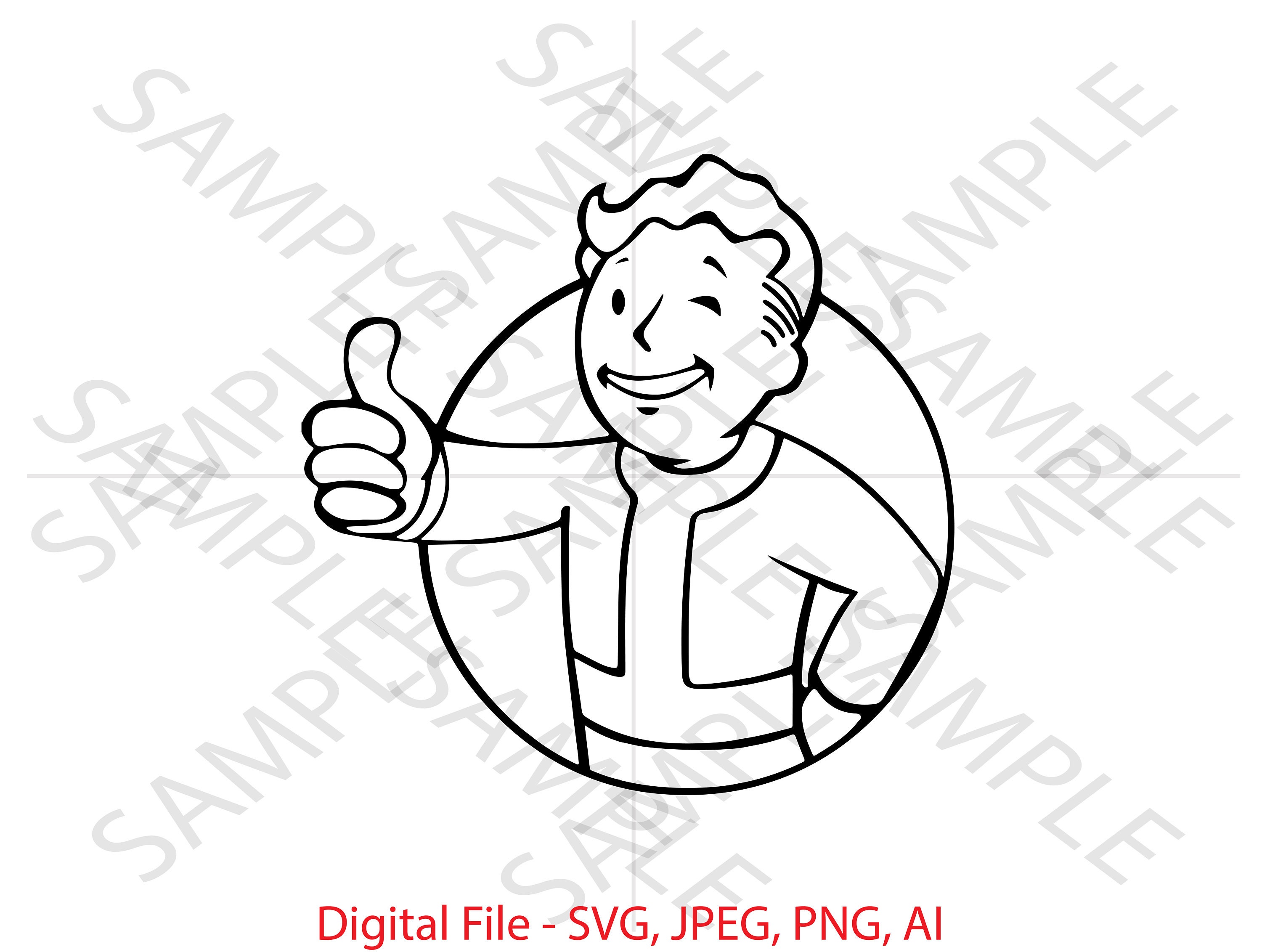 Vault Boy Outline, Vault Boy SVG, Fallout Series, Fallout SVG, Vault ...