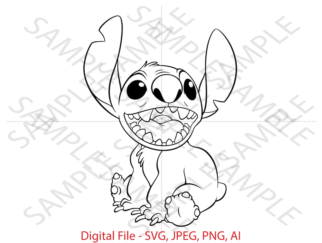 Stitch Outline, Lilo and Stitch, Lilo and Stitch SVG, Stitch From Lilo ...