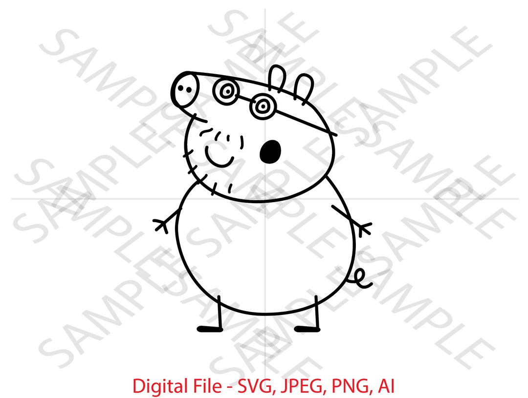 Daddy Pig Outline, Peppa Pig Show, Peppa Pig SVG, Daddy Pig Peppa Pig ...