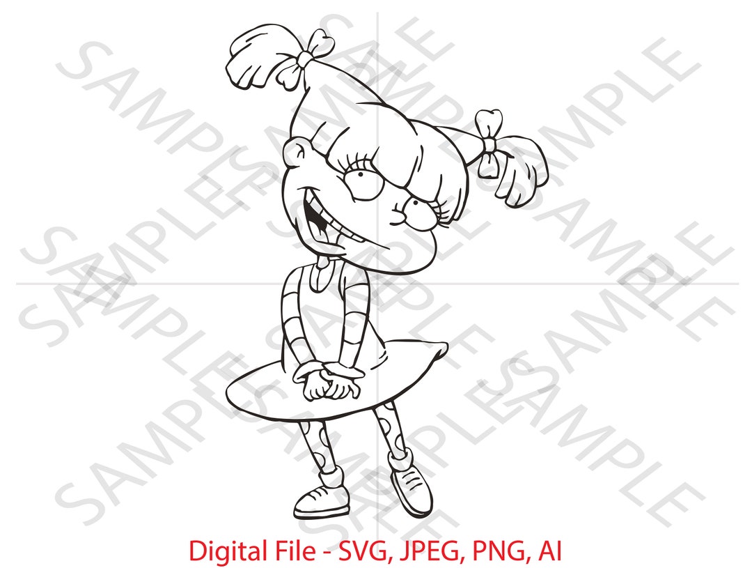 Angelica Pickles Outline, Rugrats, Rugrats SVG, Angelica Pickles ...