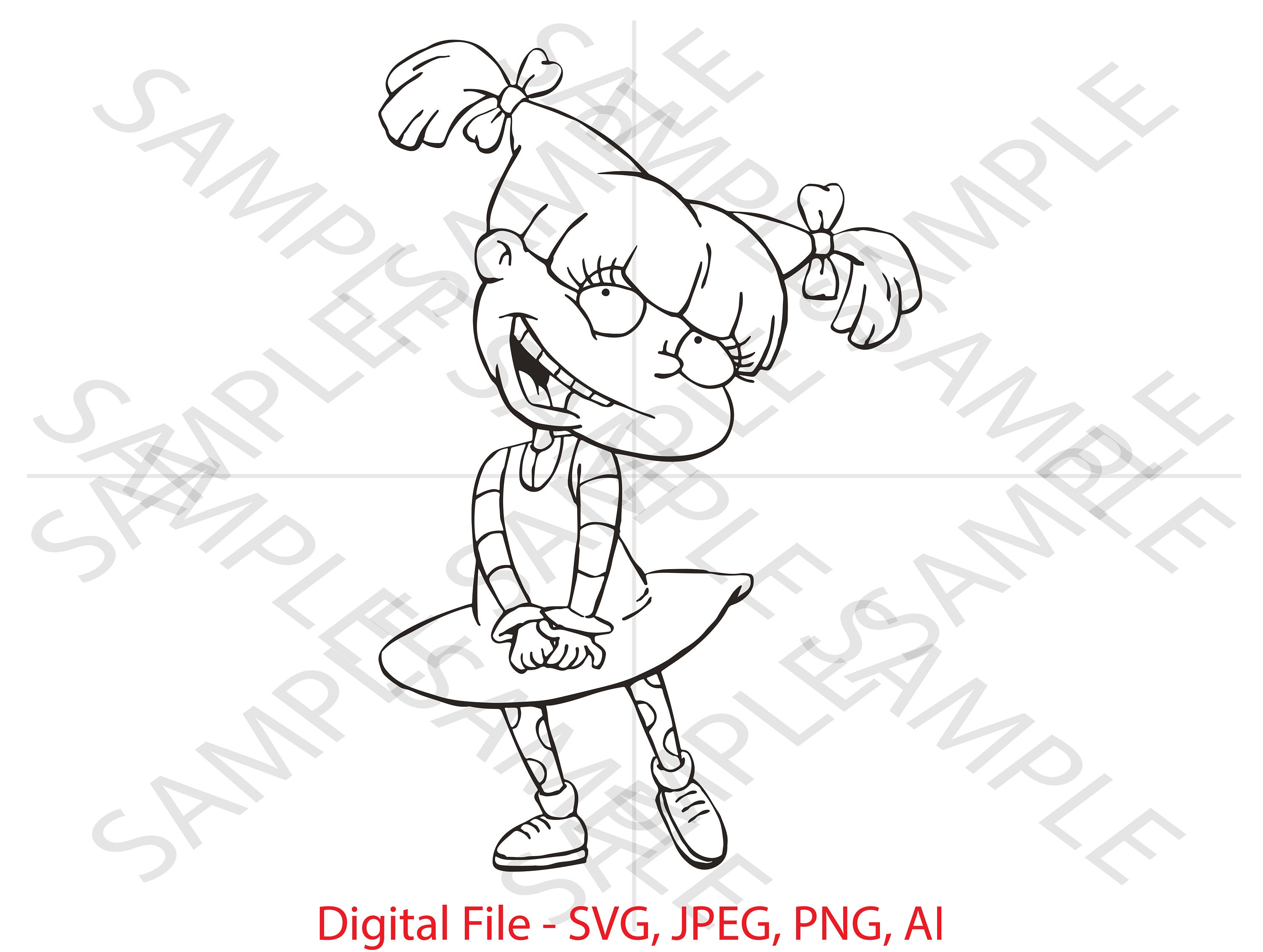 Angelica Pickles Outline, Rugrats, Rugrats SVG, Angelica Pickles ...