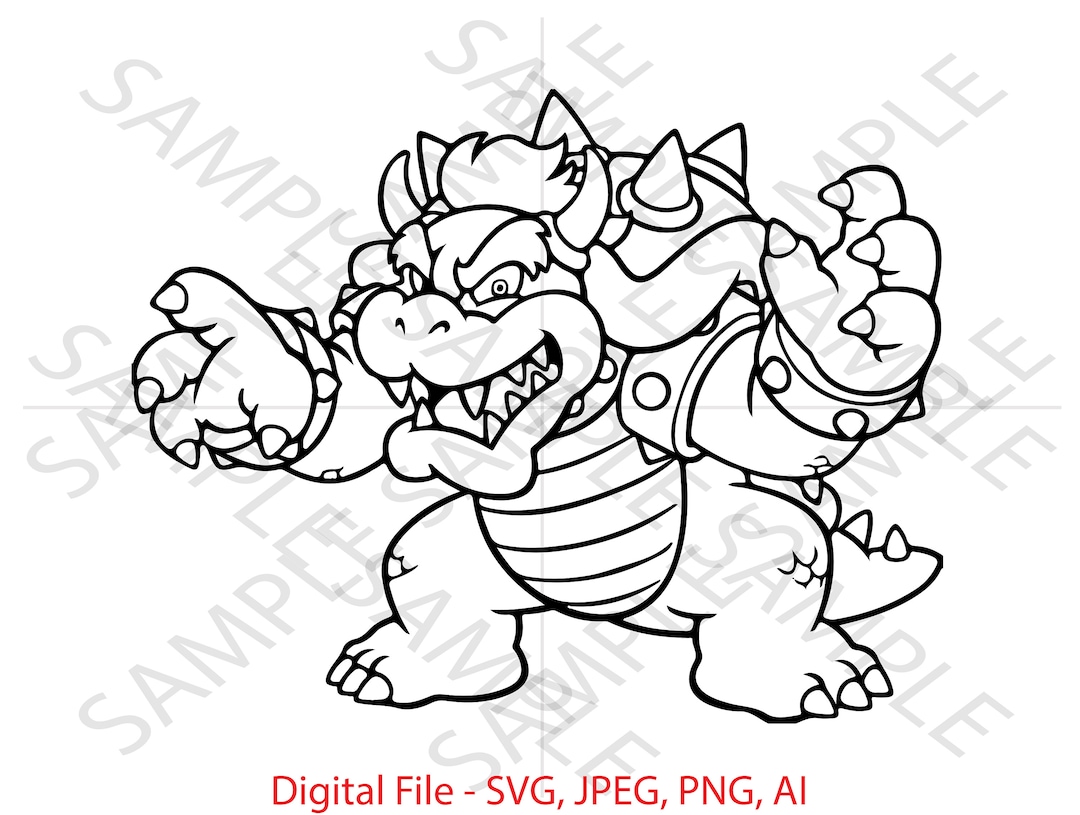 Bowser Outline, Bowser SVG, Super Mario SVG, Super Mario Bowser, Cricut ...