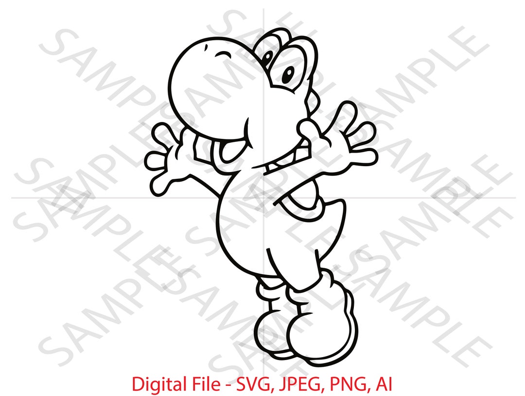 Yoshi Outline, Yoshi SVG, Super Mario SVG, Super Mario Yoshi, Cricut ...