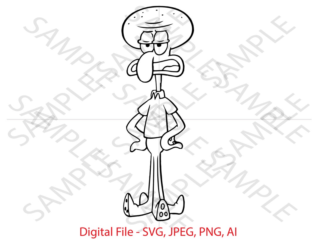 Squidward Outline, Squidward SVG, Spongebob Squarepants SVG, Squidward ...