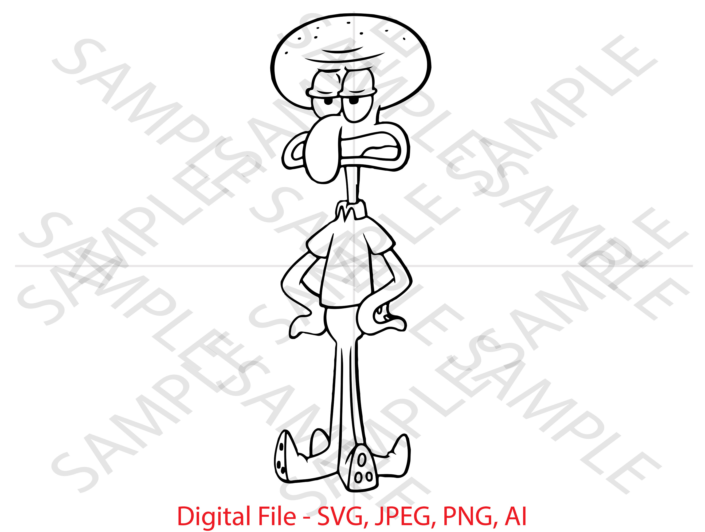 Squidward Outline, Squidward SVG, Spongebob Squarepants SVG, Squidward ...