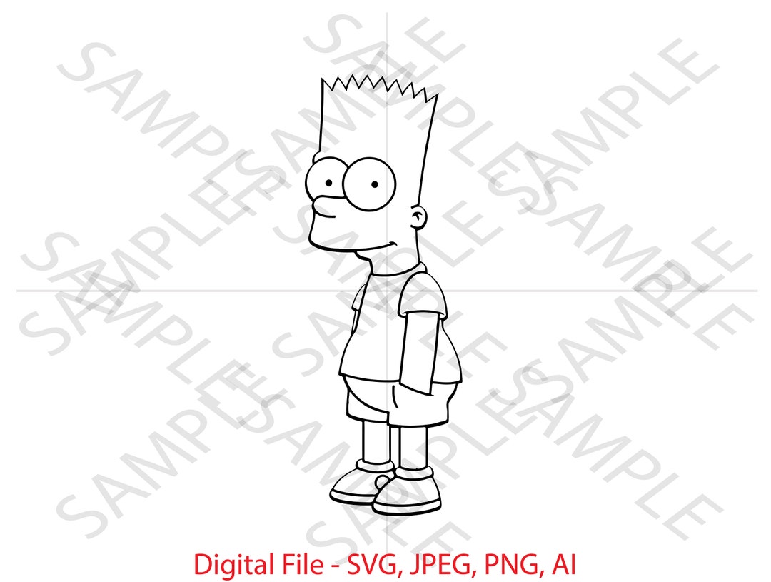 Bart Simpson Outline, Simpsons, Simpsons SVG, Bart Simpson the Simpsons, Cartoon, Digital Design ...