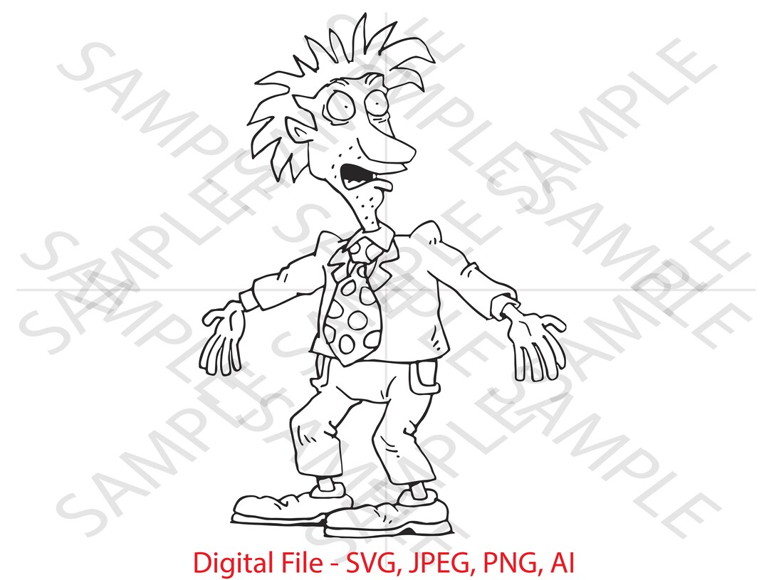 Stu Pickles Outline, Rugrats, Rugrats SVG, Stu Pickles Rugrats, Cartoon ...