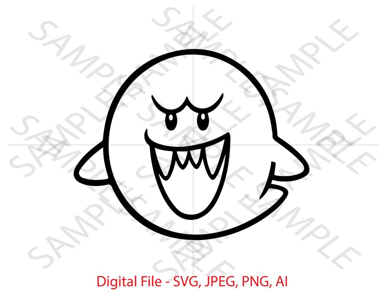 Boo Outline, Boo SVG, Super Mario SVG, Super Mario Boo, Cricut, Custom ...