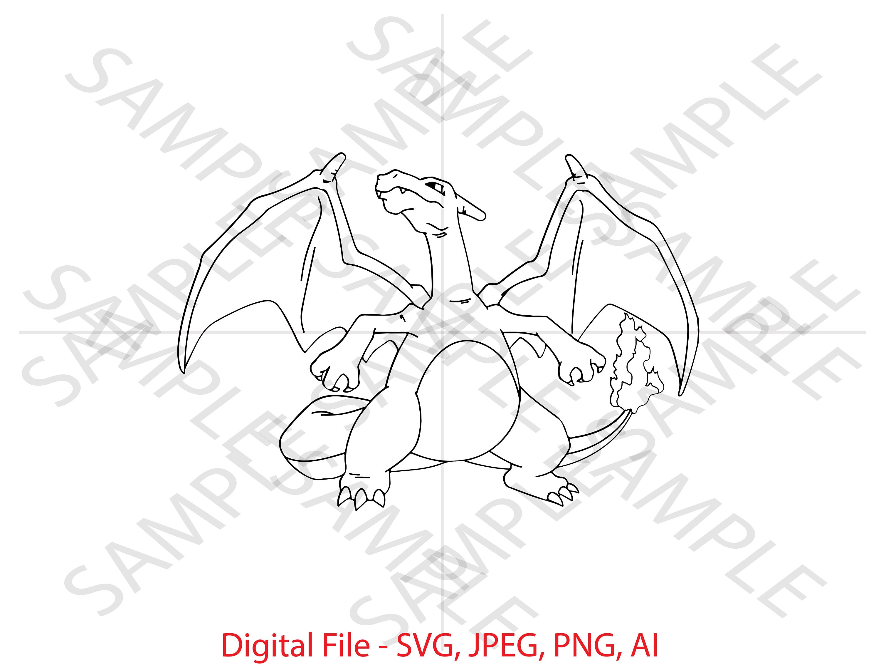 Charizard Outline, Pokemon, Pokemon SVG, Charizard Pokemon, Cartoon ...