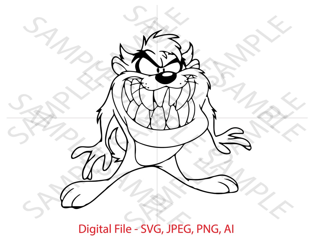 Tasmanian Devil Outline, Looney Tunes, Looney Tunes SVG, Tasmanian ...