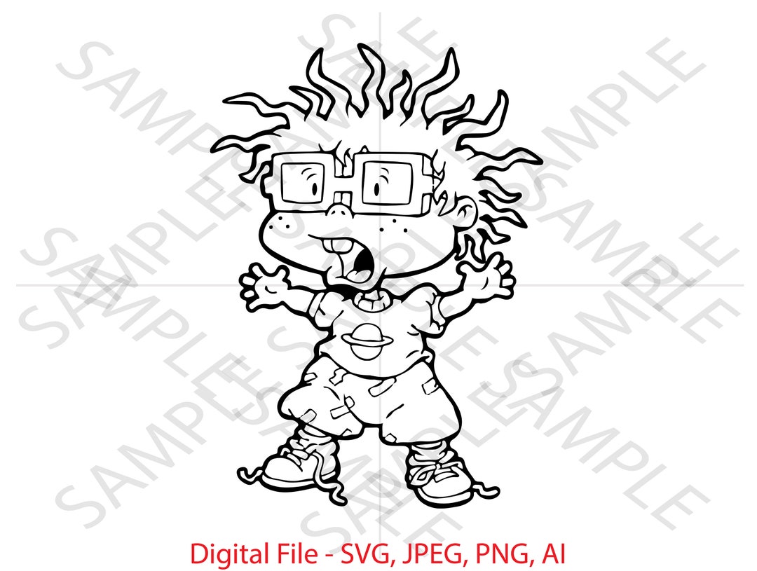 Chuckie Finster Outline, Rugrats, Rugrats SVG, Chuckie Finster Rugrats ...