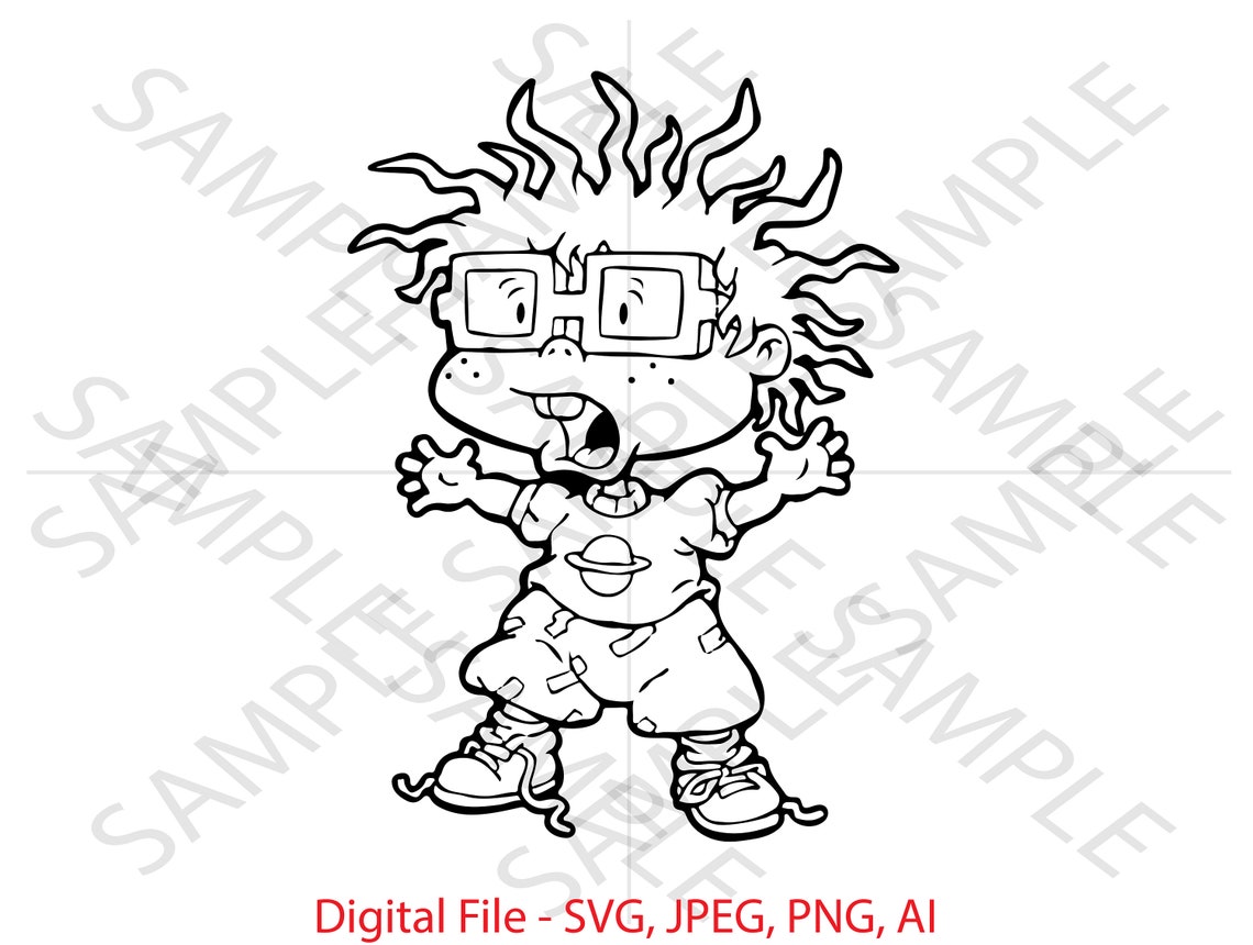Chuckie Finster Outline, Rugrats, Rugrats SVG, Chuckie Finster Rugrats ...