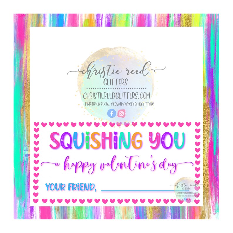 EDITABLE Squishy Toy Valentine Bag Topper Card INSTANT DOWNLOAD Add ...