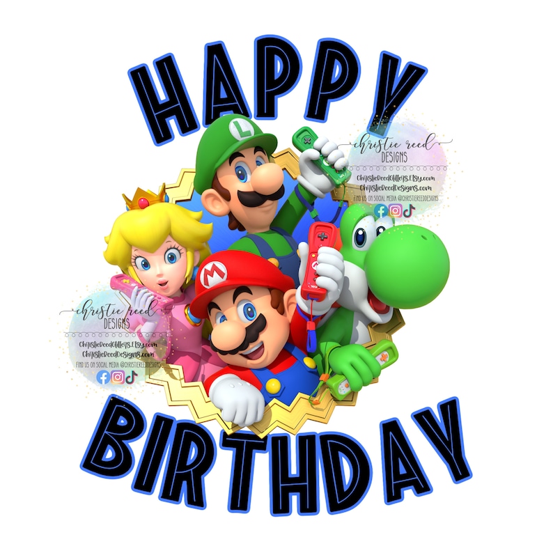 Mario Bros Inspired Happy Birthday Bundle Instant Download Digital ...