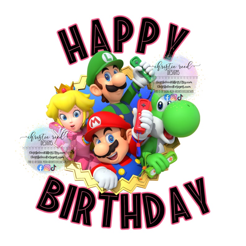 Mario Bros Inspired Happy Birthday Bundle Instant Download Digital ...