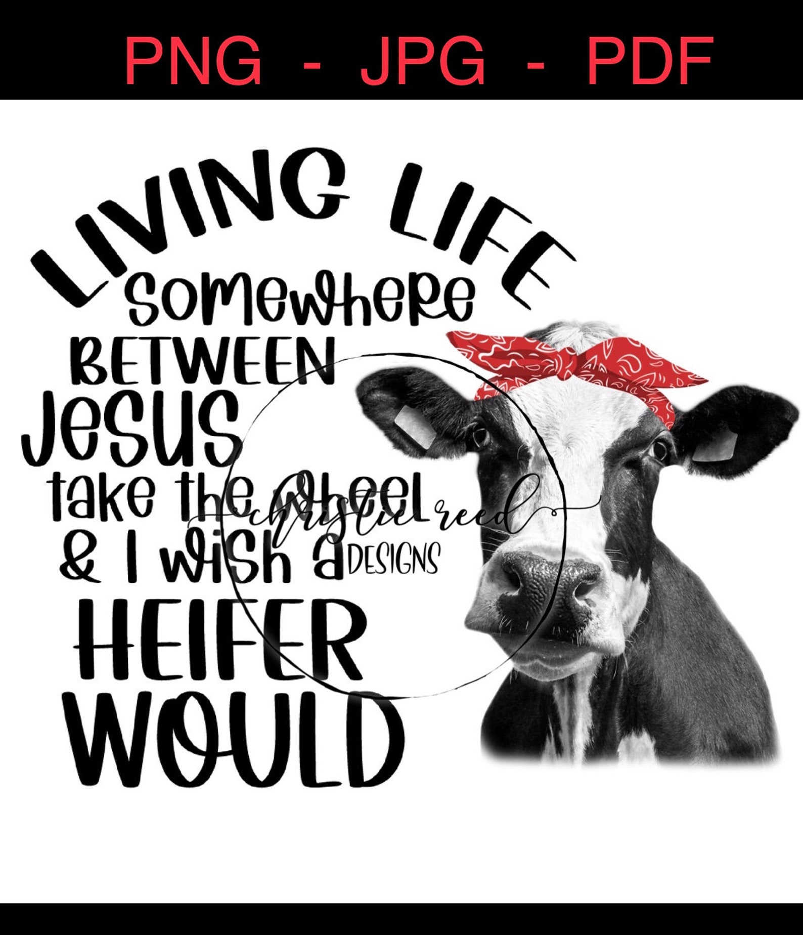 Cow Living Life Somewhere Between Jesus Take the Wheel and I Wish a ...