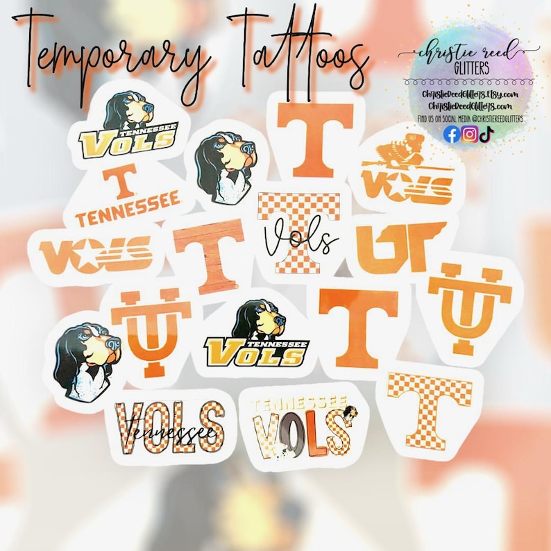 Tennessee Inspired Temporary Tattoos College Football Party Birthday ...