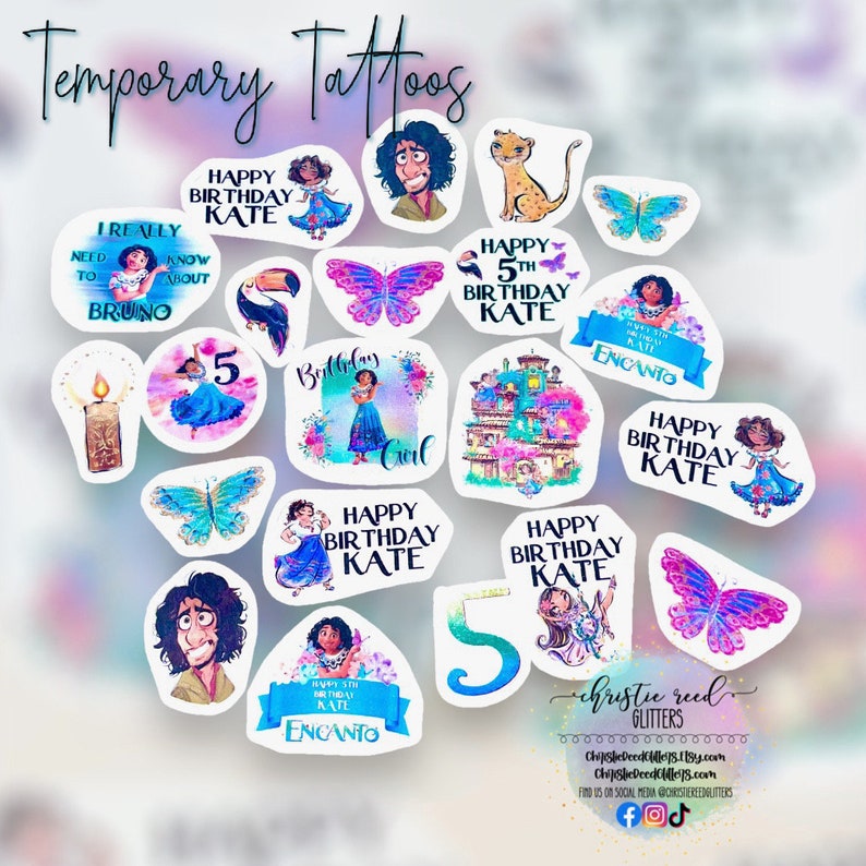 Encanto Inspired Temporary Tattoos Encanto Birthday Party Decor Party ...