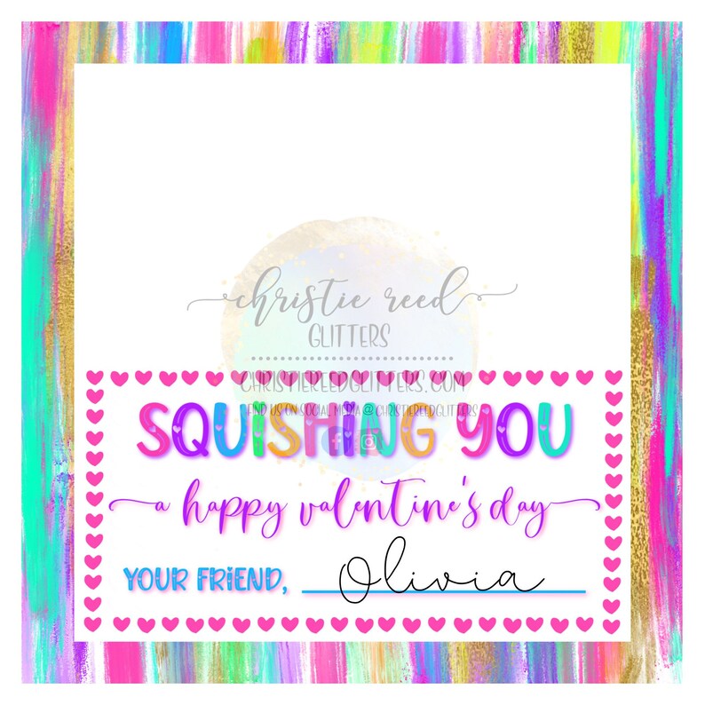 EDITABLE Squishy Toy Valentine Bag Topper Card INSTANT DOWNLOAD Add ...