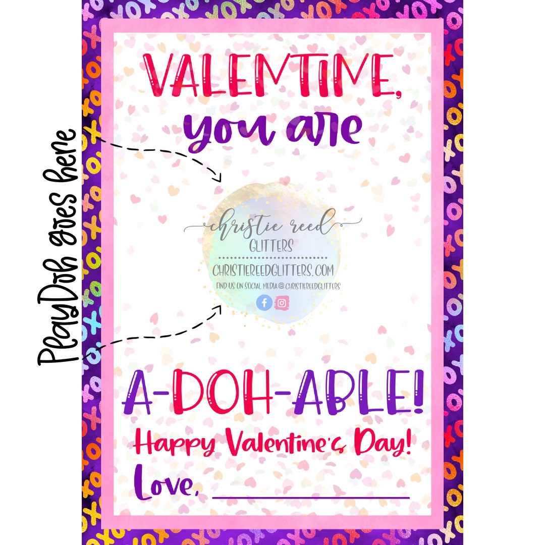 Playdoh Valentine Card - INSTANT DOWNLOAD - Printable Valentine's Day ...