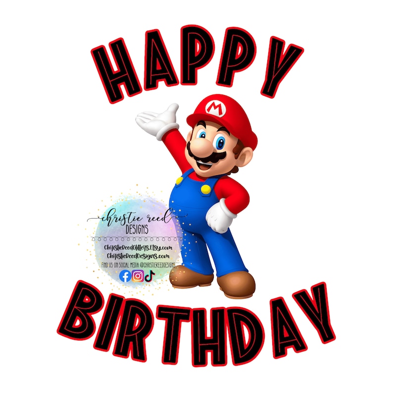 Mario Inspired Happy Birthday Instant Download Digital File Super Mario ...