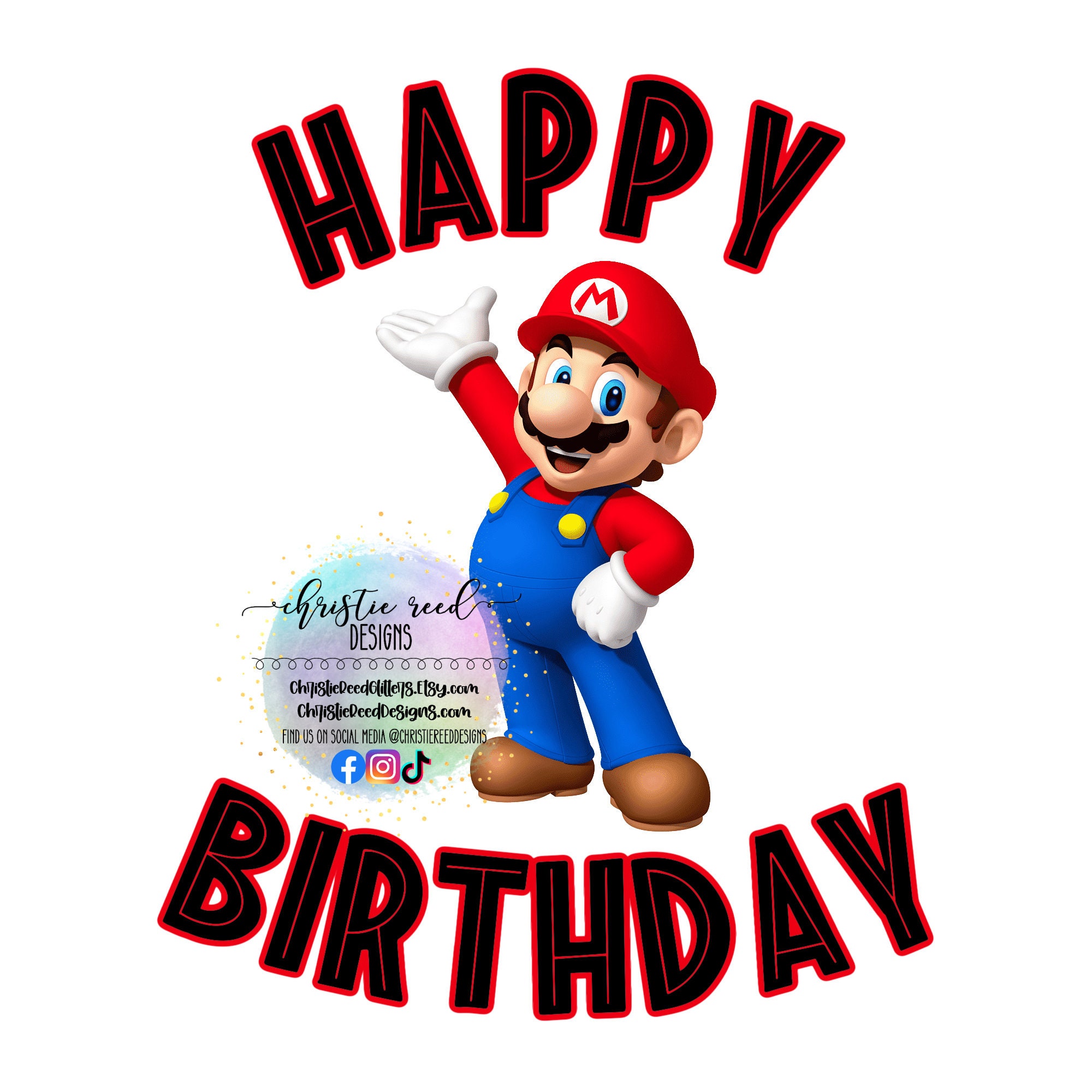 Mario Inspired Happy Birthday Instant Download Digital File Super Mario ...