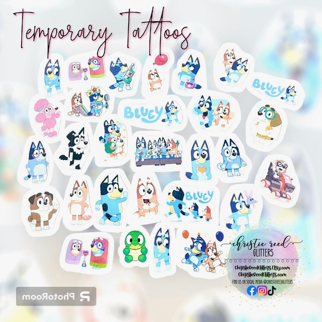 Blue Dog Inspired Temporary Tattoos Custom Option Birthday Party Decor ...