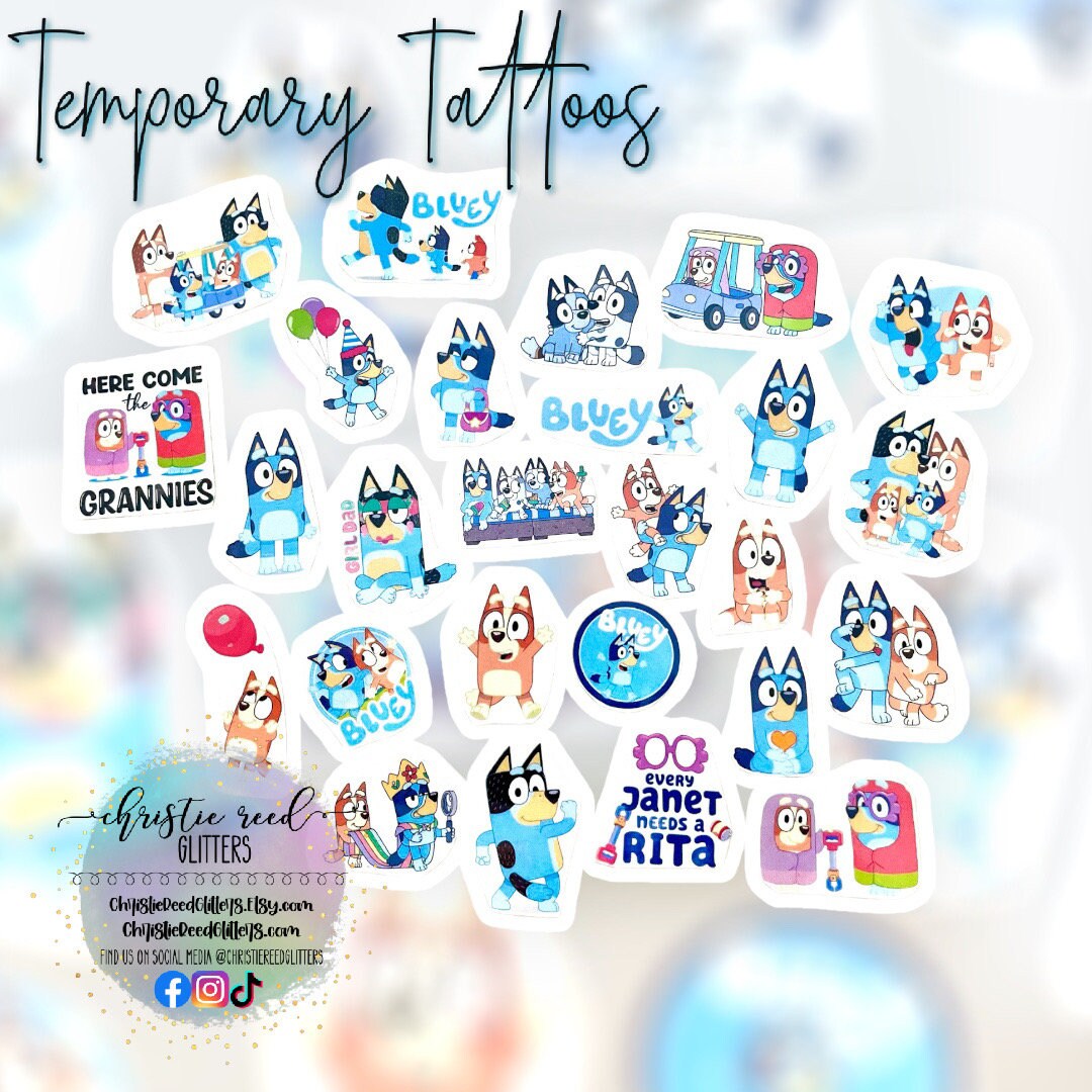 Blue Dog Inspired Temporary Tattoos Custom Option Birthday Party Decor ...