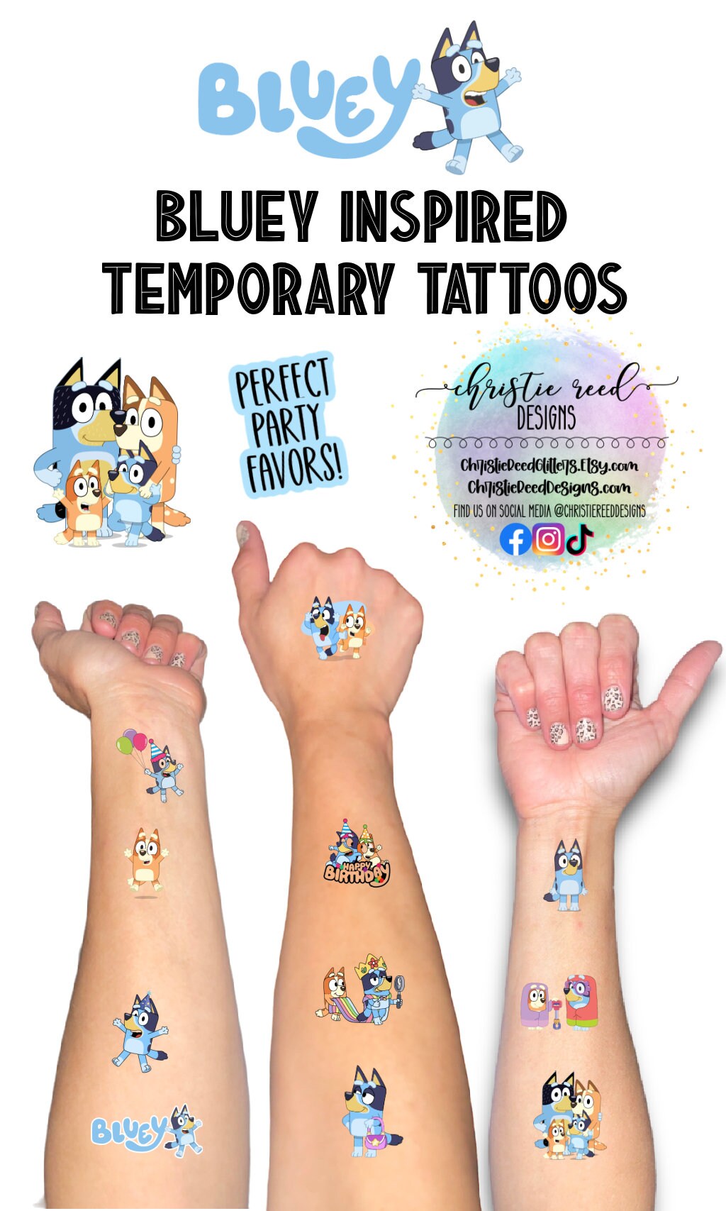 Blue Dog Inspired Temporary Tattoos Custom Option Birthday Party Decor ...